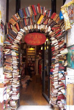 Entrance of a bookstore in Lyon, France photo on Sunsurfer