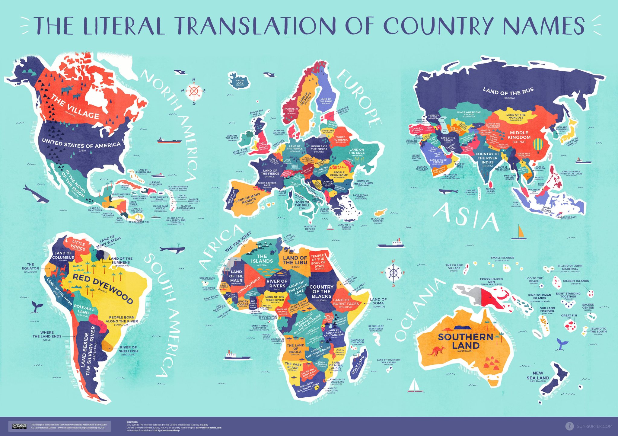 This Map Shows the Literal Meaning of Every Country’s Name - Sunsurfer